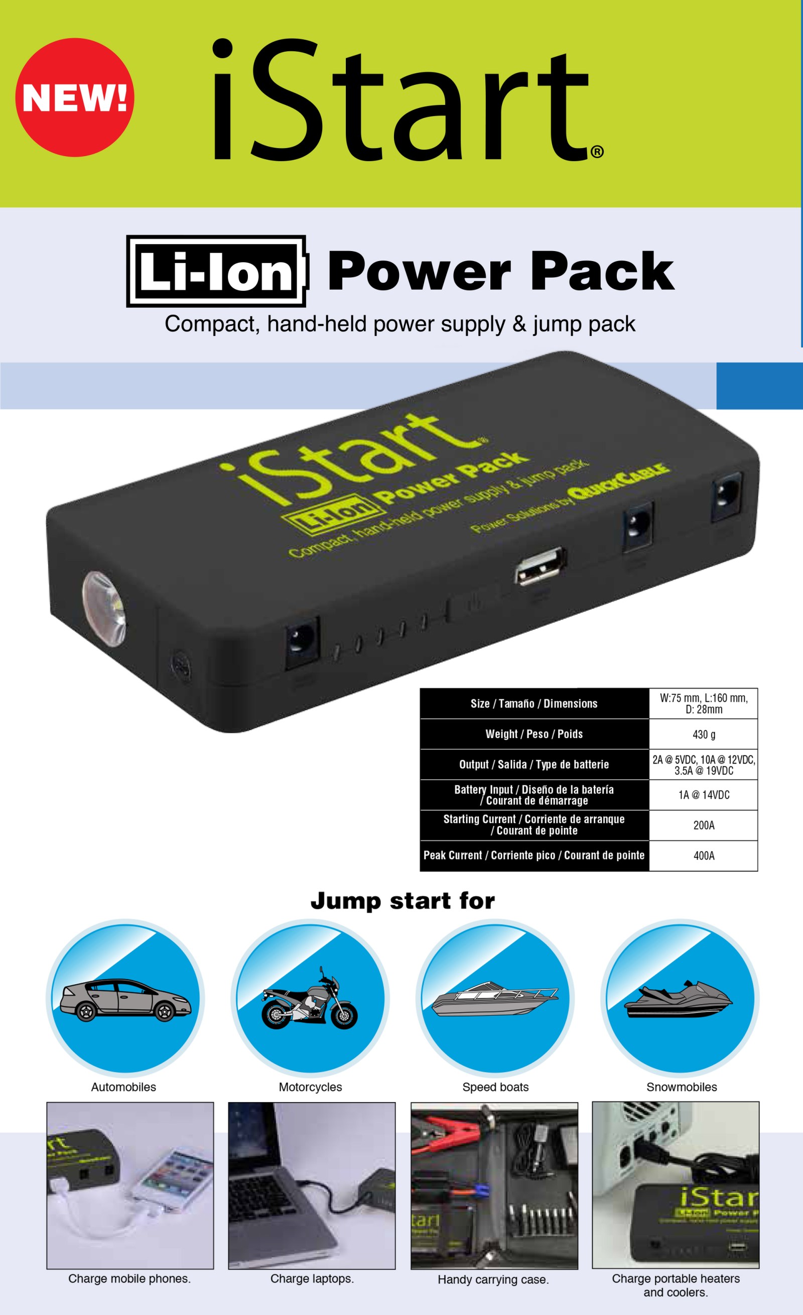 iStart Li-Ion Portable Power Pack – Compact Hand-held Power Supply ...